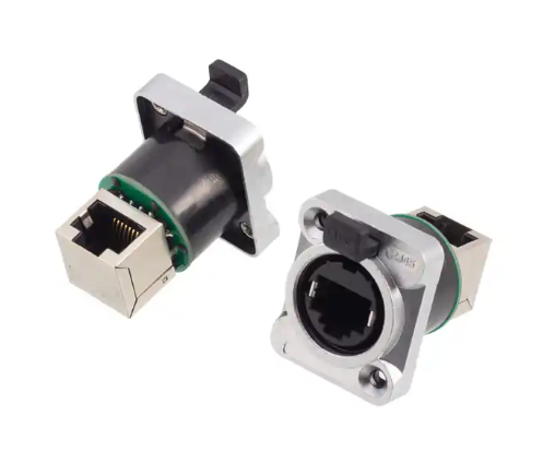 Ethernet 8P8C RJ45 Female Connector Panel Mount Industrial Connectors ...
